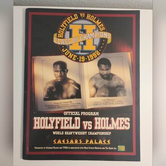 Other | Vintage 1992 Holyfield Vs Holmes Official Fight Program World ...